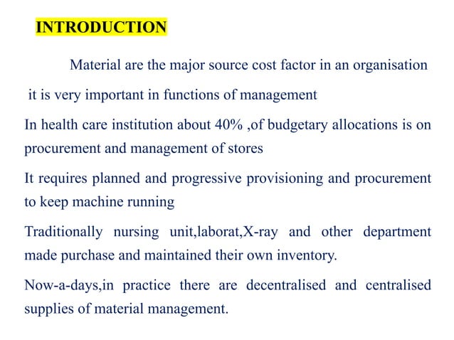 material management ppt planning and procurement of material manargment ...