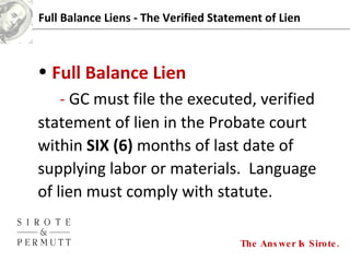 Materialmans Liens Presentation | PPT