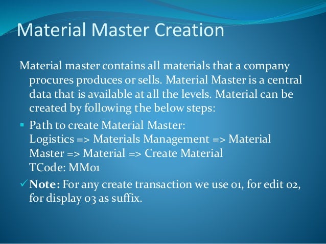 Material master data in sap mm