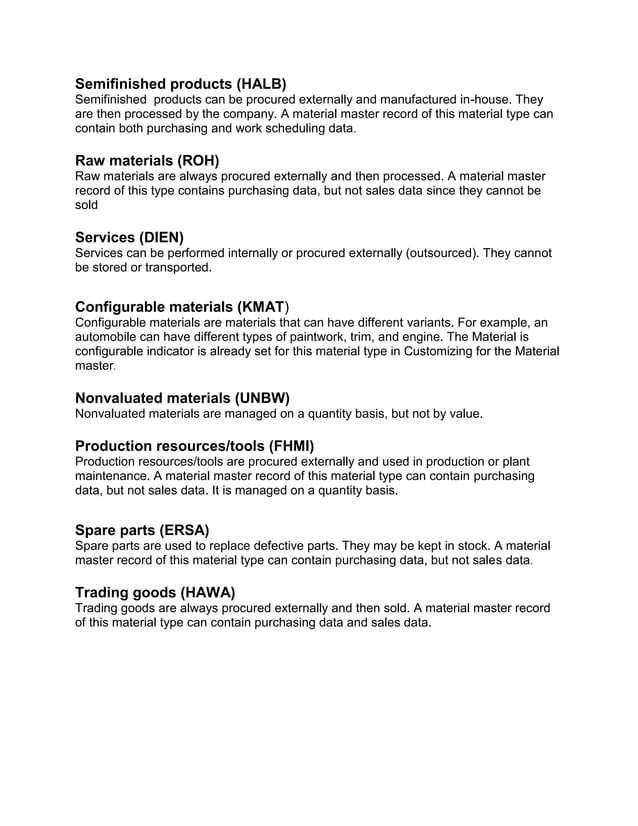 SAP Material master general document | DOCX | Business | Business and Finance