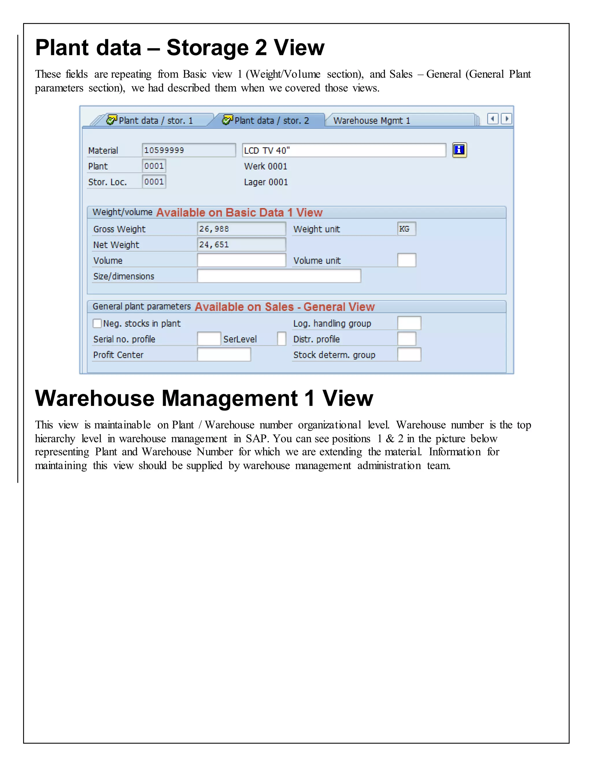 Material master views | DOCX