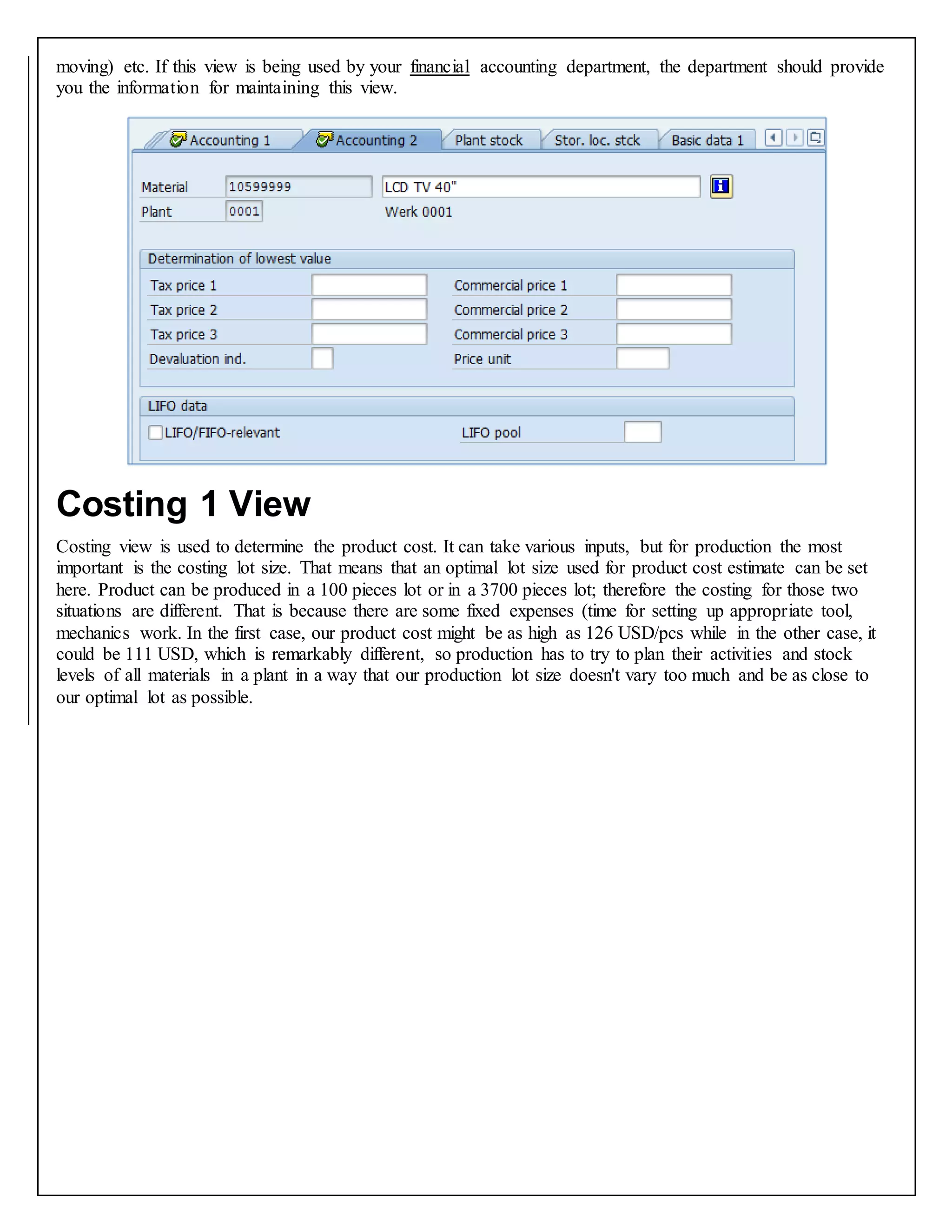 Material master views | DOCX