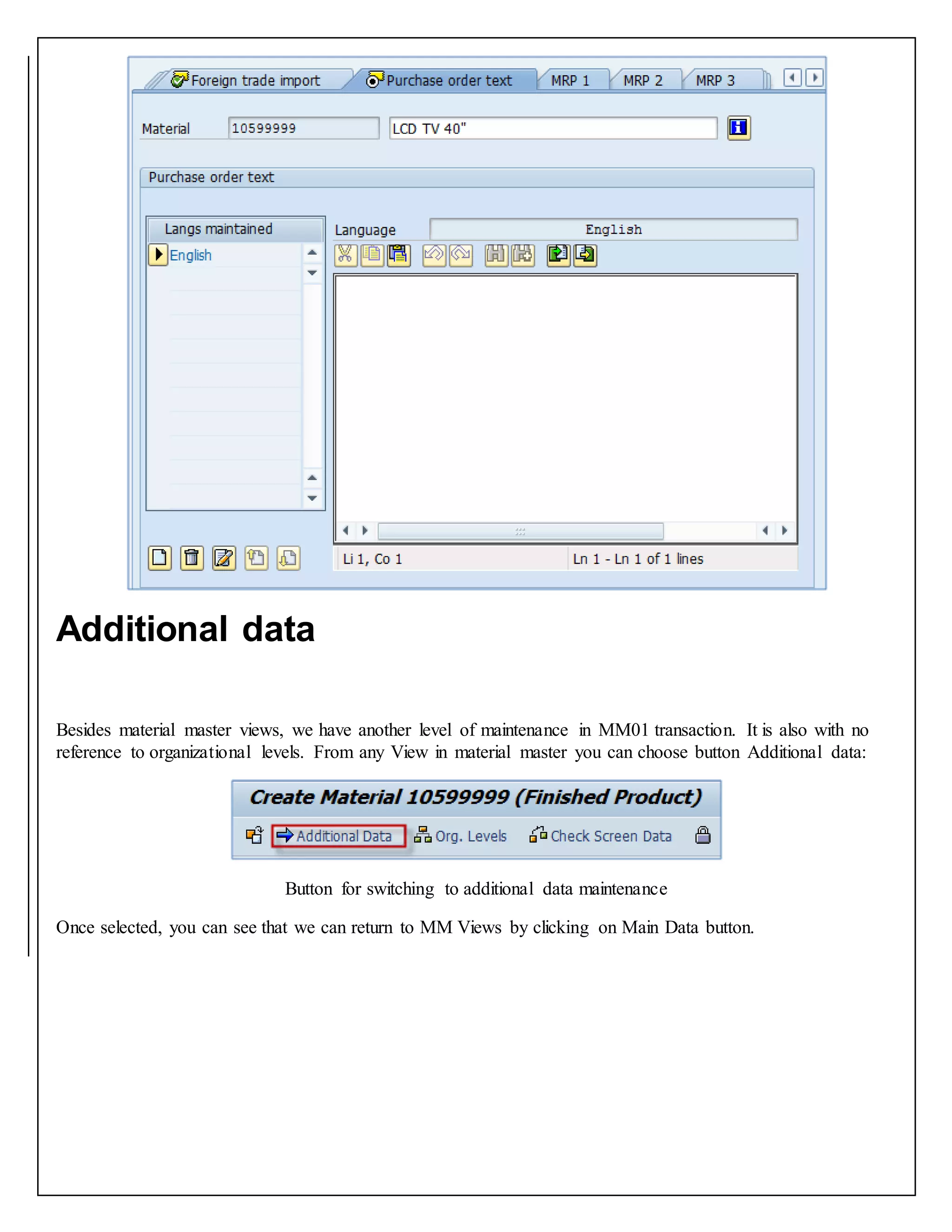 Material master views | DOCX