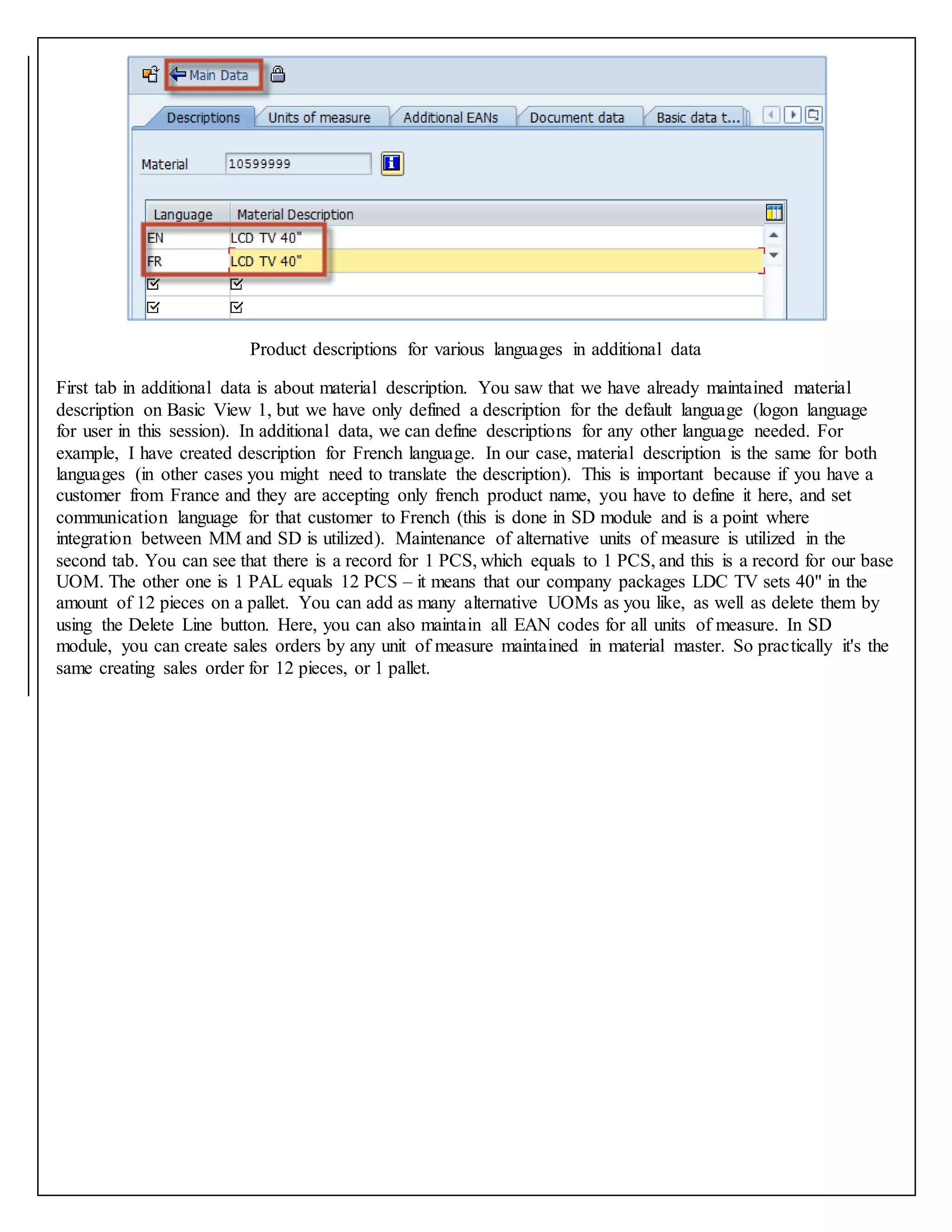 Material master views | DOCX