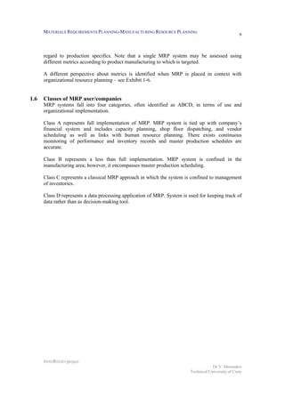 Material requirement planned mrp | PDF