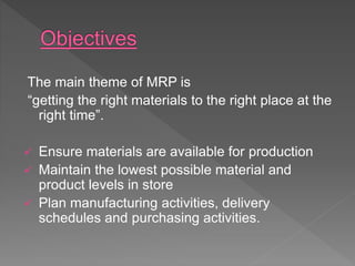 Material requirement planning, MRP. | PPTX
