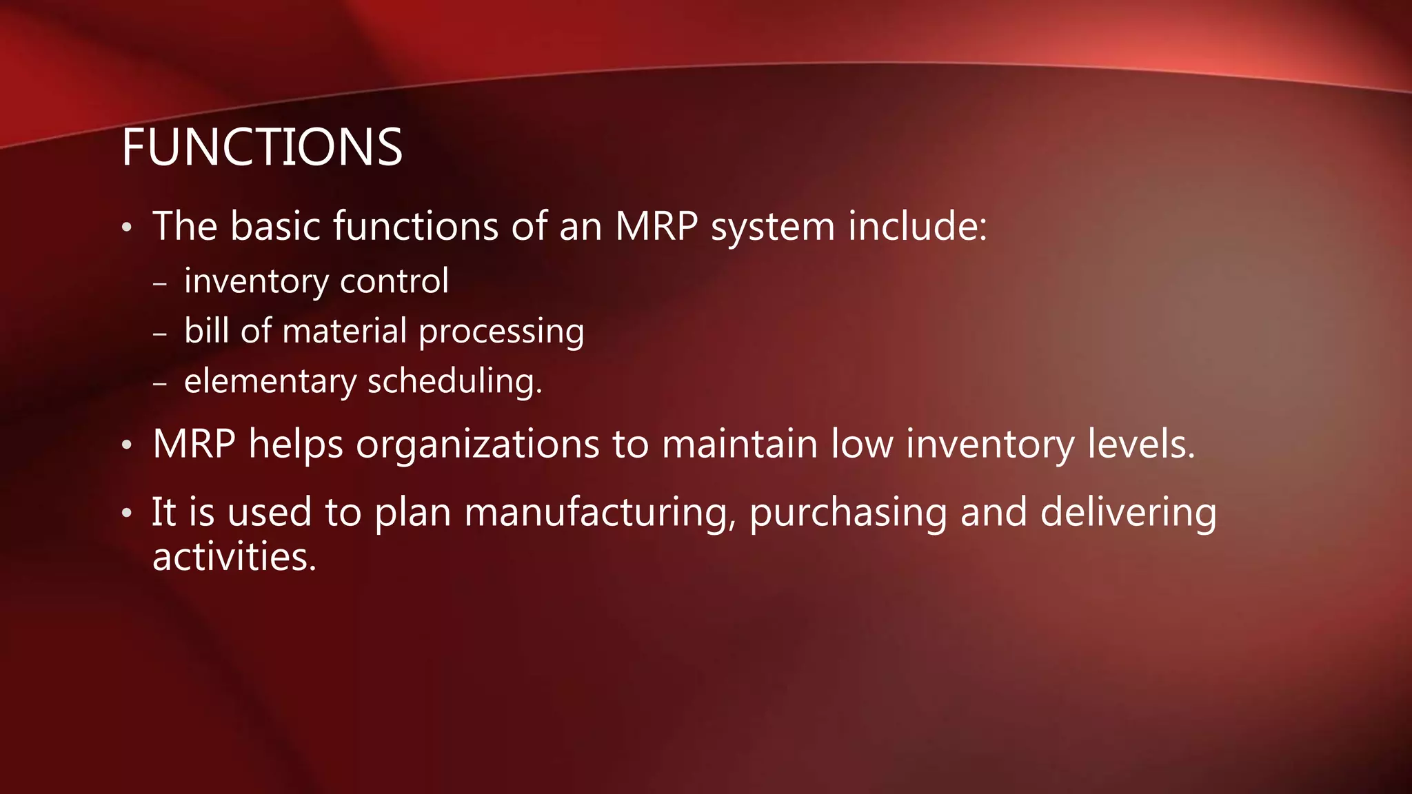 Material Requirement Planning (mrp) | PPTX