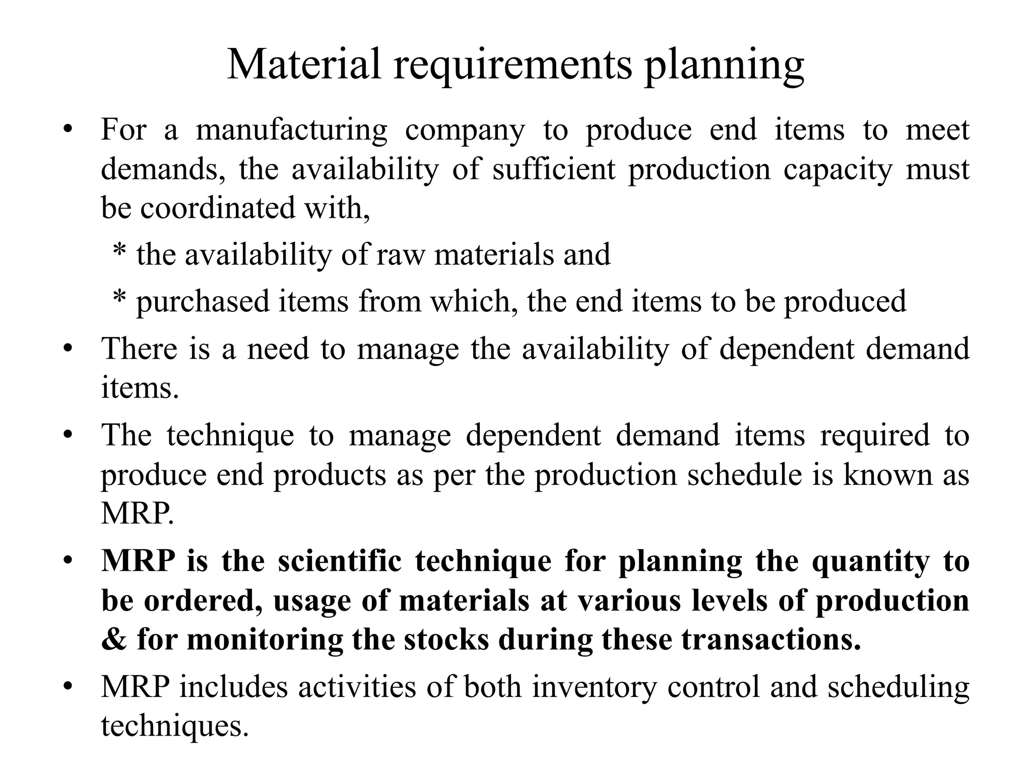 Material requirement planning (mrp) | PPTX