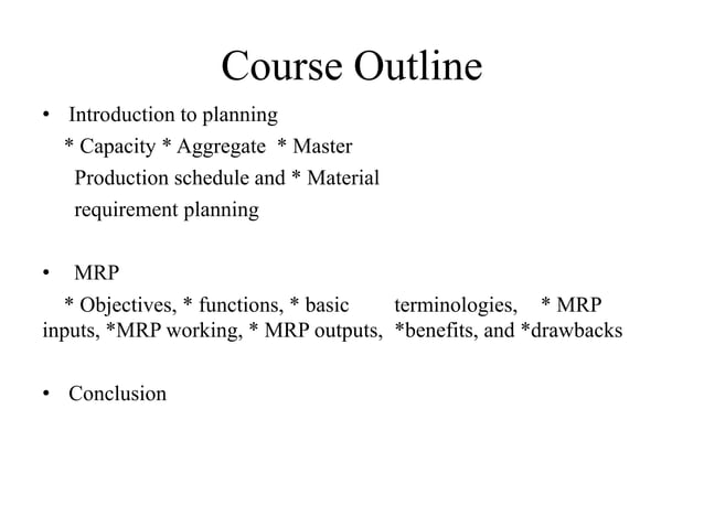 Material requirement planning (mrp) | PPTX