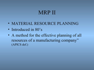 Material requirement planning presentation | PPT