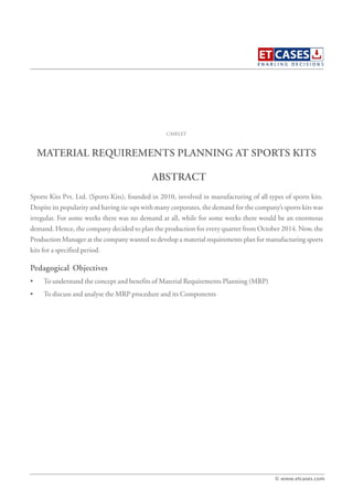 Material requirements planning at sports kits | PDF