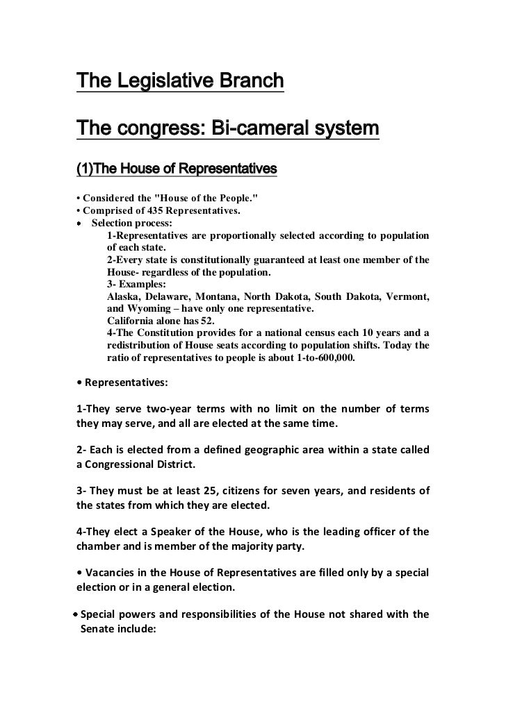 Legislative Branch Examples
