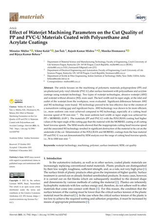 Effect of Waterjet Parameters on Cut Quality of Coated PP and PVC | PDF