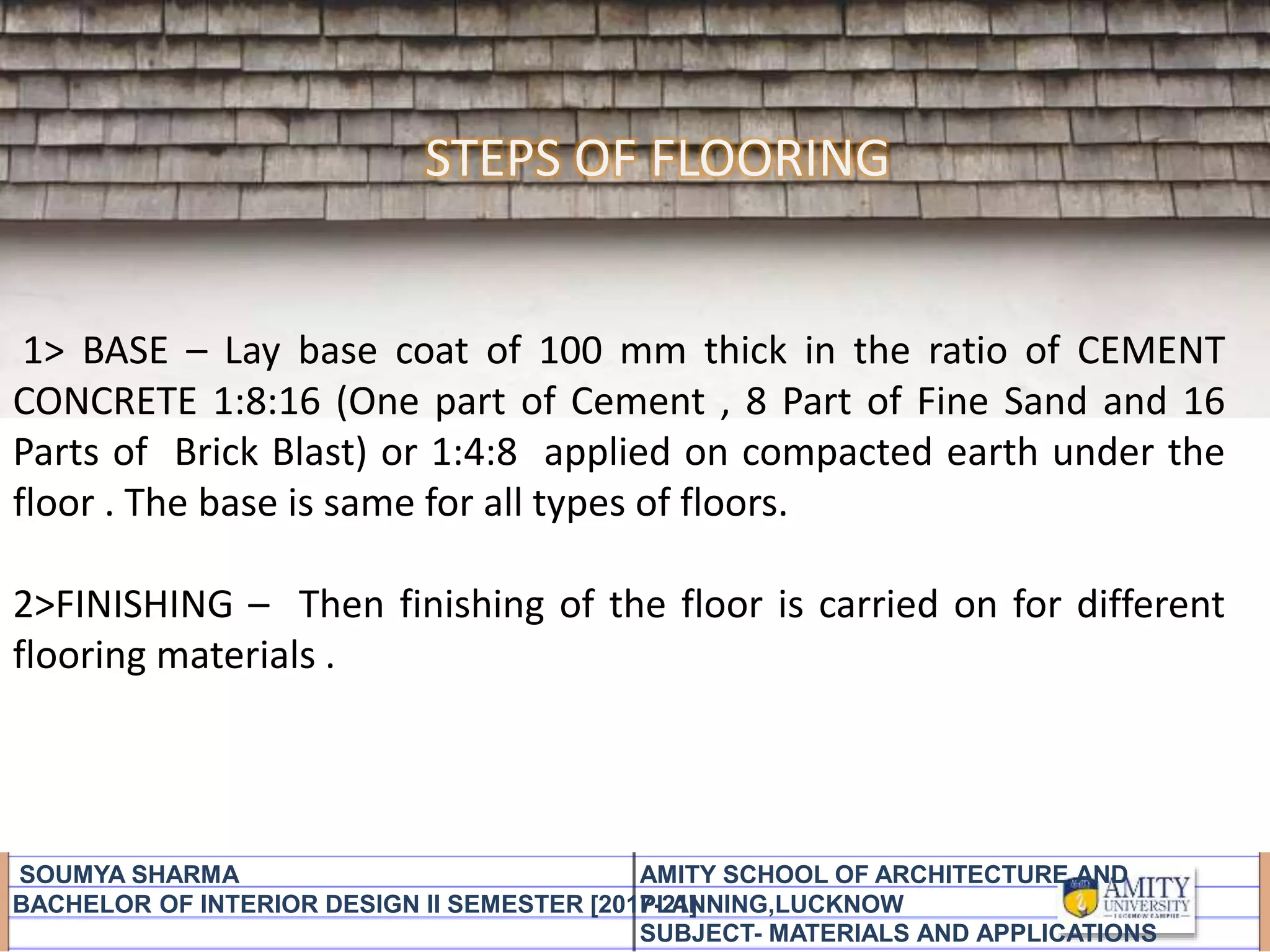 FLOORING TREATMENTS - MATERIALS AND APPLICATIONS | PPTX
