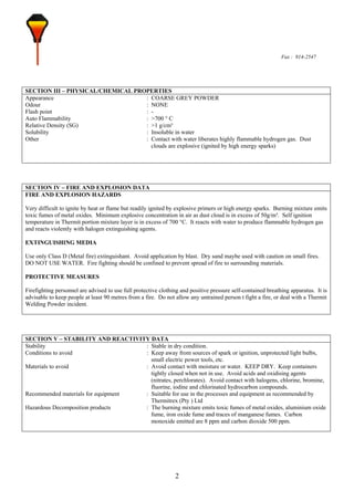 Material Safety Data Sheet Al. Powder | PDF