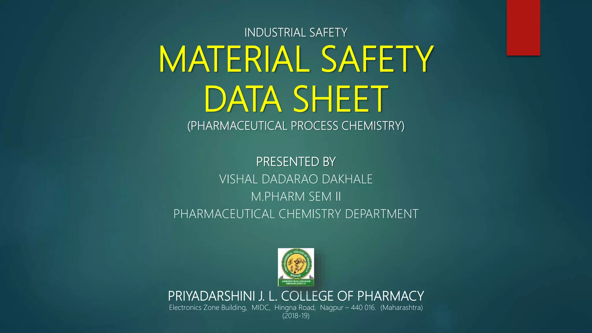 Material Safety Data Sheet - By Vishal Dakhale | PPTX