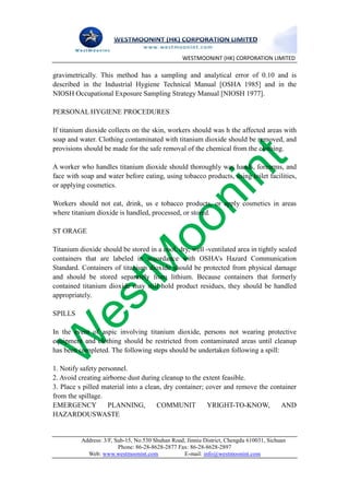 Material safety data sheet for titanium dioxide | PDF | Lung and ...