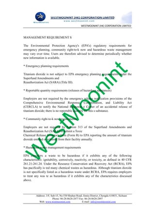Material safety data sheet for titanium dioxide | PDF | Lung and ...