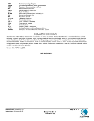Material Safety Data Sheet of Acetic Acid | PDF