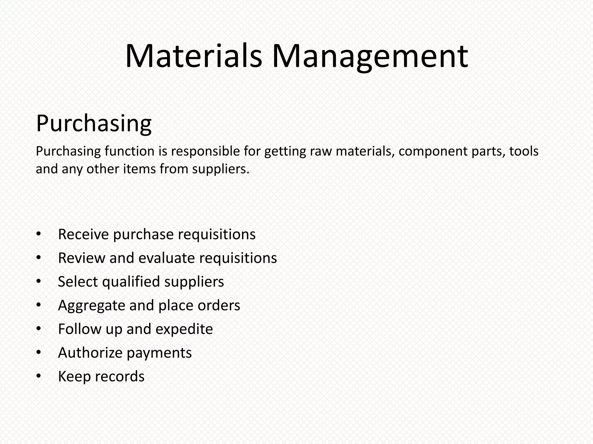 Materials and inventory management | PPT