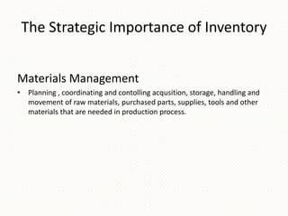 Materials and inventory management | PPTX