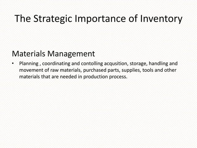 Materials and inventory management | PPT