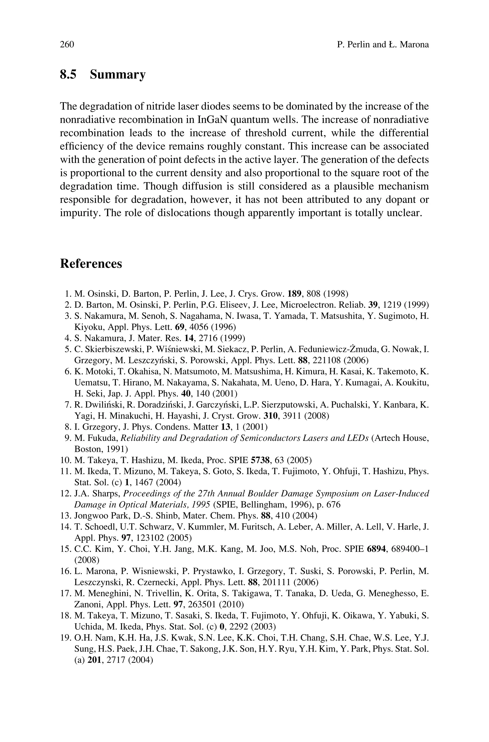 Materials and reliability handbook for semiconductor optical and ...