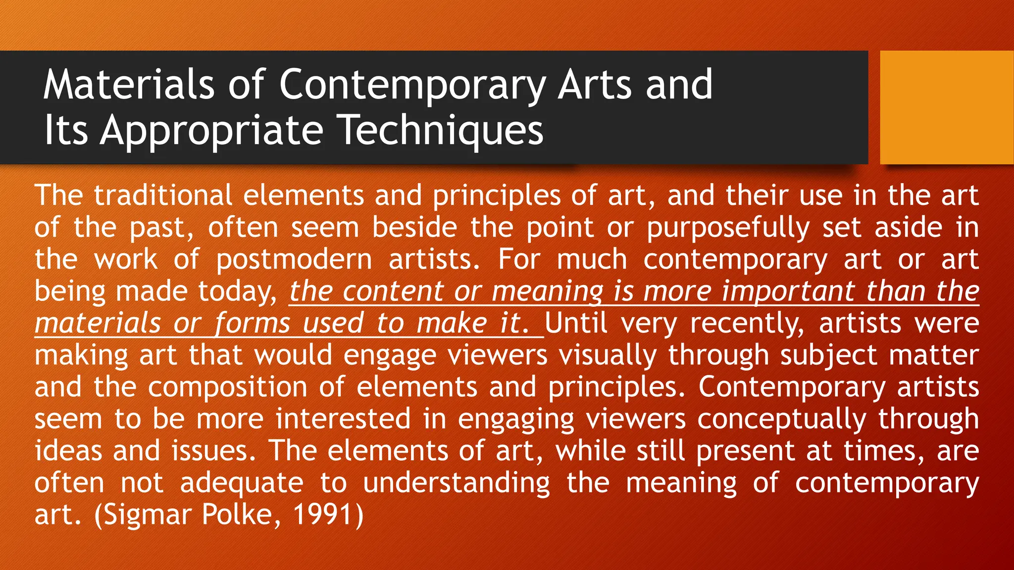 Materials and Techniques of Contemporary Arts Powerpoint.pptx