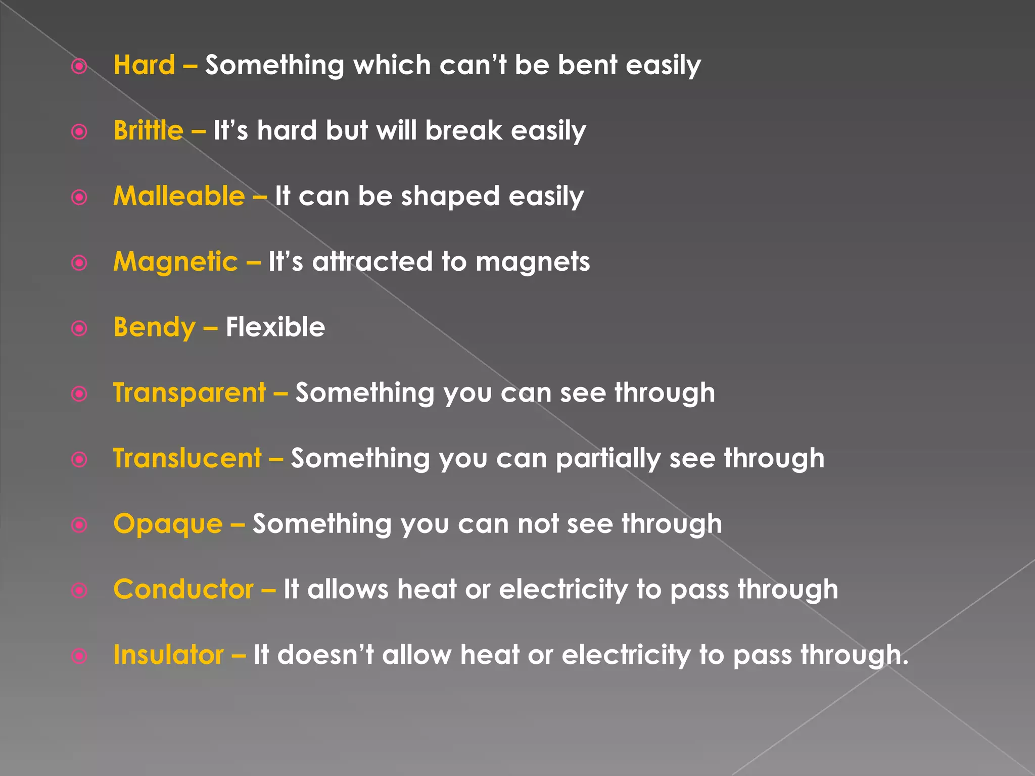 Materials and their properties presentation | PPTX