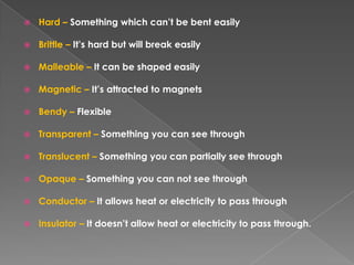 Materials and their properties presentation | PPTX