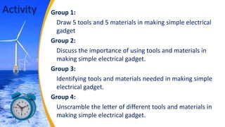 Materials and tools in making electrical gadgets | PPTX