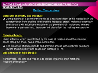 Crystallization,Melting and Tg of different polymeric materials | PPTX