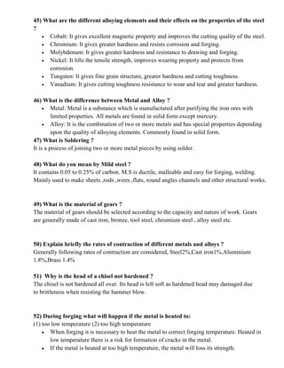 Mechanical Engineering Technical Interview Q & A Material science And ...
