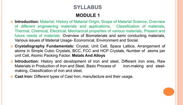 MATERIAL SCIENCE LECTURE NOTES FOR DIPLOMA STUDENTS | PPTX