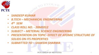 Effect of Atomic Structure of Solids on its Property ppt Presentation ...
