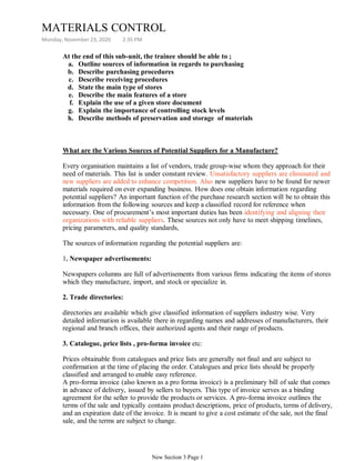 Materials control | PDF