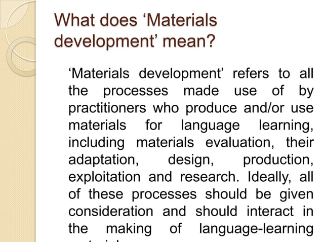 Materials development for language learning and teaching | PPTX ...