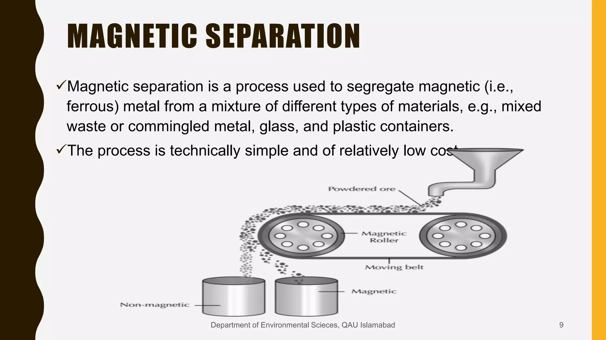 Material separation and processing techniques in waste management (1 ...