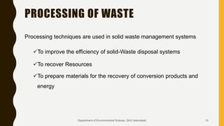 Material separation and processing techniques in waste management (1 ...