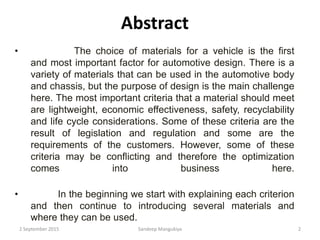 Materials for automotive body and chassis structure by sandeep ...