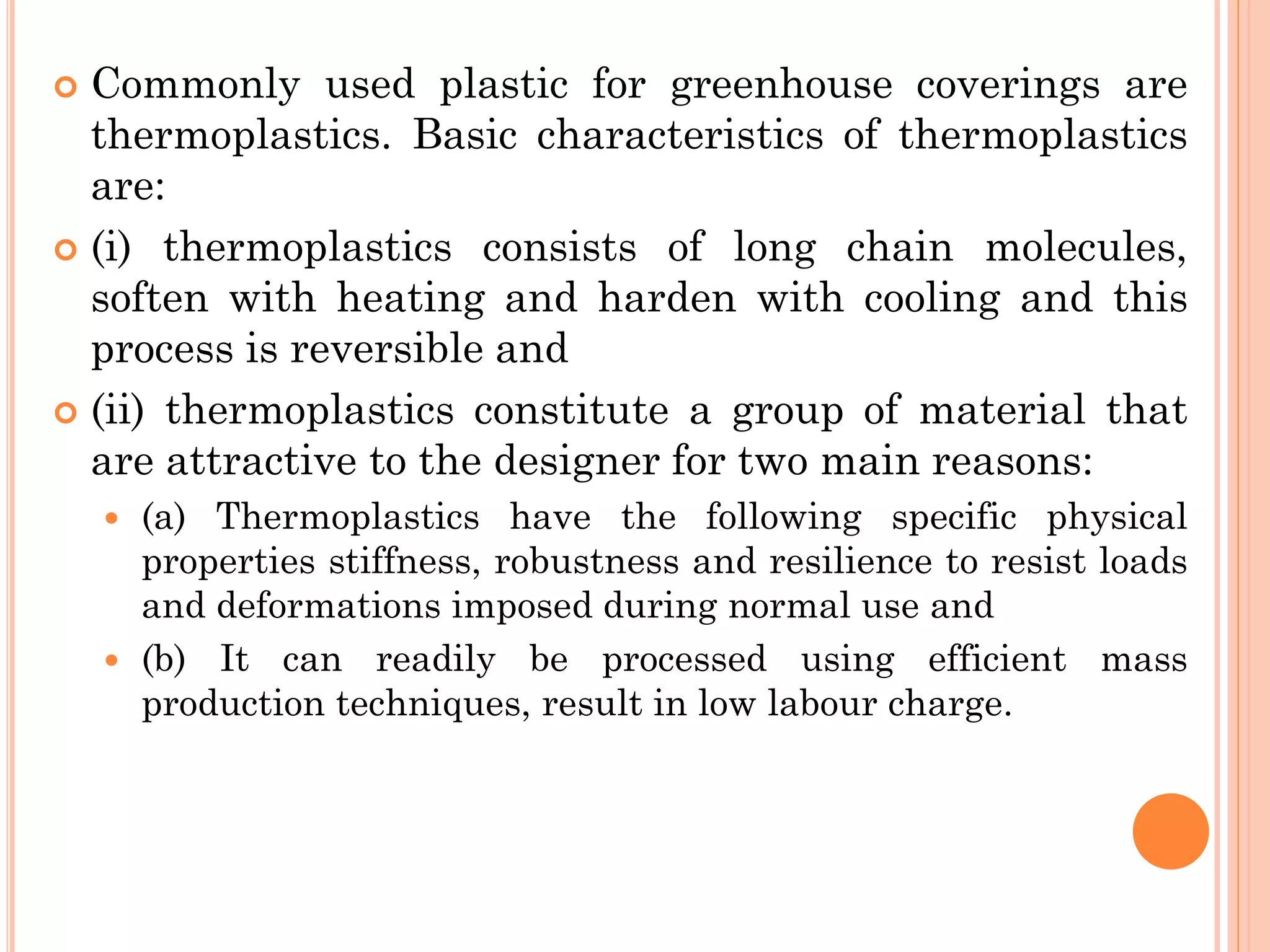 Materials for construction of green houses | PDF