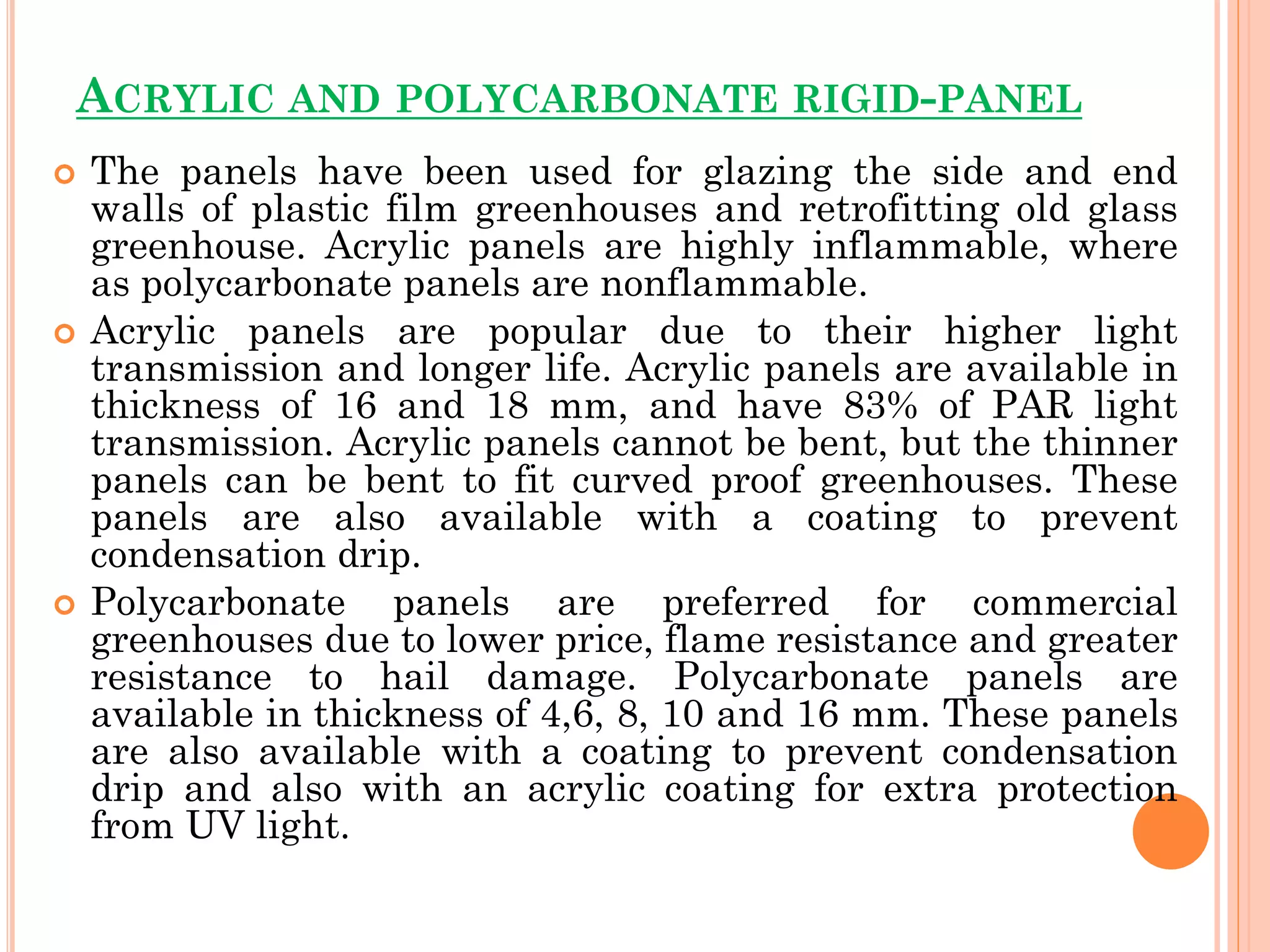 Materials for construction of green houses | PDF