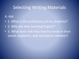 Materials for developing writing skills | PPTX