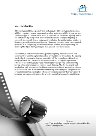 Materials for film | DOCX