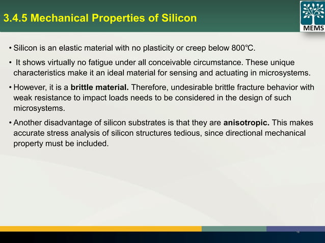 Materials for MEMS | PPT | Chemistry | Science