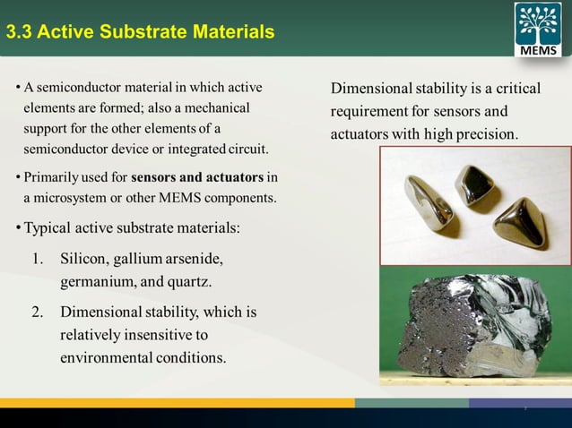 Materials for MEMS | PPT | Chemistry | Science