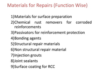 Materials for rcc repairs and rehabilitation | PPT