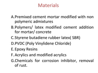 Materials for rcc repairs and rehabilitation | PPT
