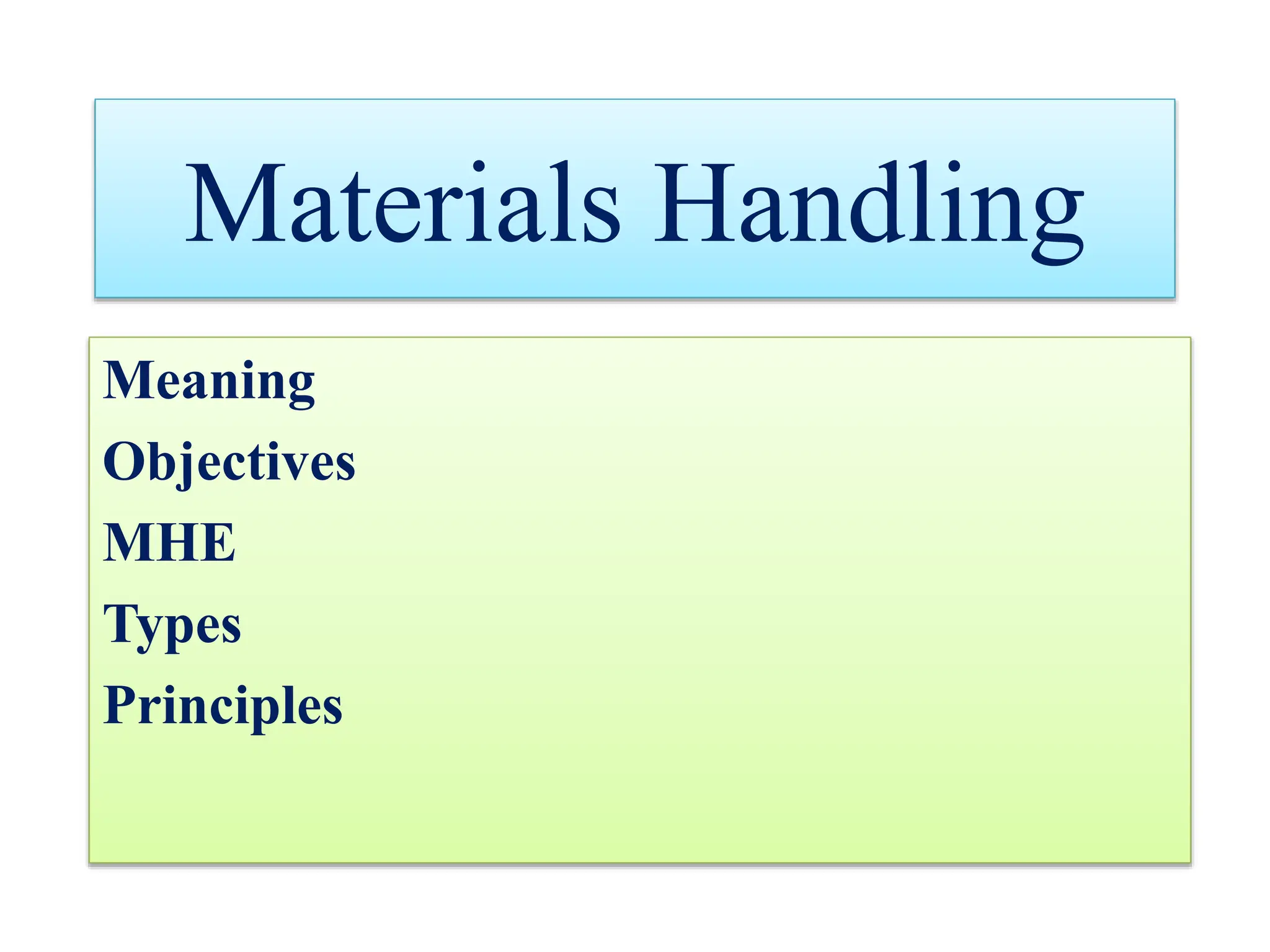 Materials Handling within an organization | PPT