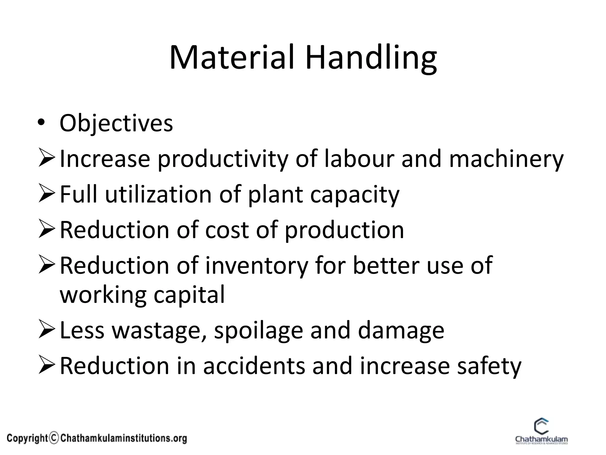 Materials handling and quality assurance ( Operations Management ) | PPTX